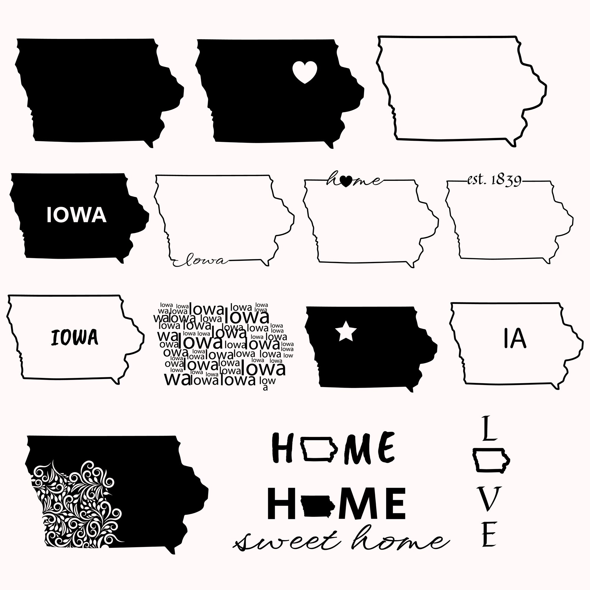 Iowa State SVG, Silhouette, Iowa Outline, Cut File for Cricut, Iowa ...