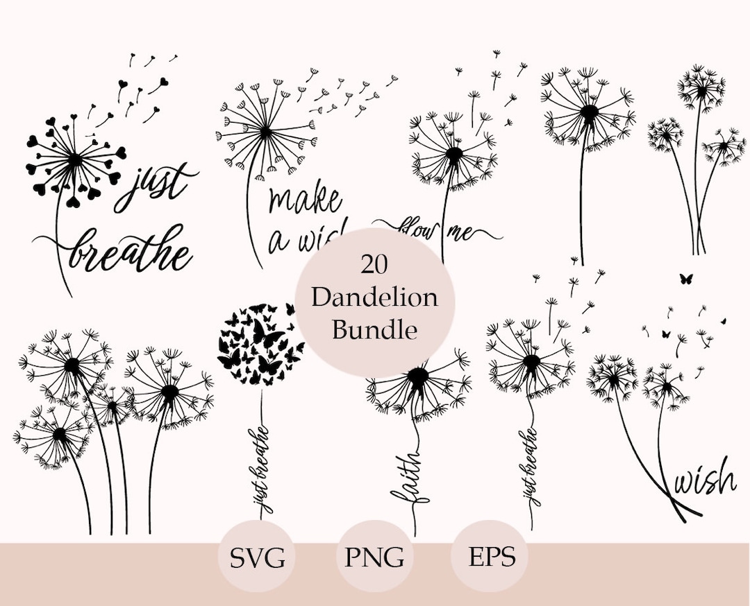 Dandelion Svg Bundle, Dandelion Svg, Cut Files for Cricut, Silhouette ...