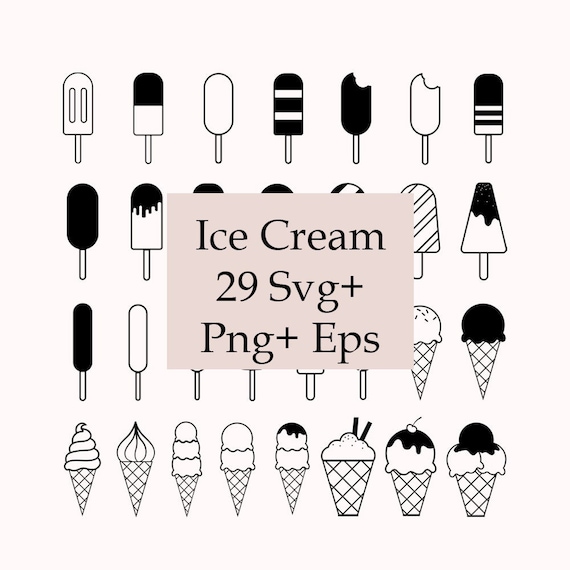 Ice Cream Svg Bundle Popsicle Svgdessert Pngcut Filesummer - Etsy