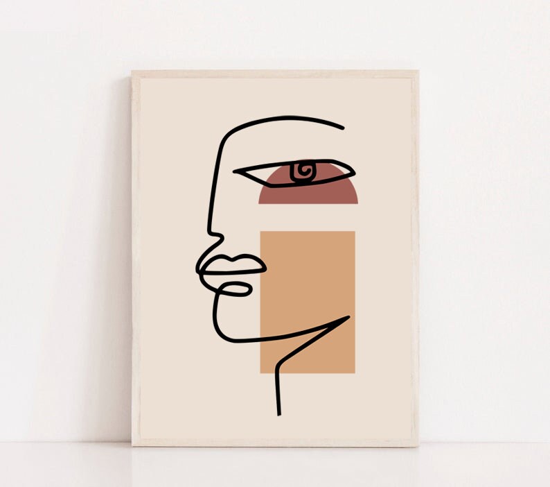 Abstract Female Face Drawing One Line Art Woman Face Line Art | Etsy