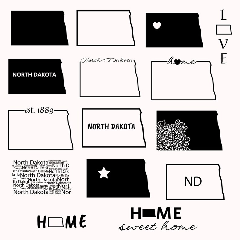 North Dakota SVG North Dakota State Svg Silhouette North - Etsy