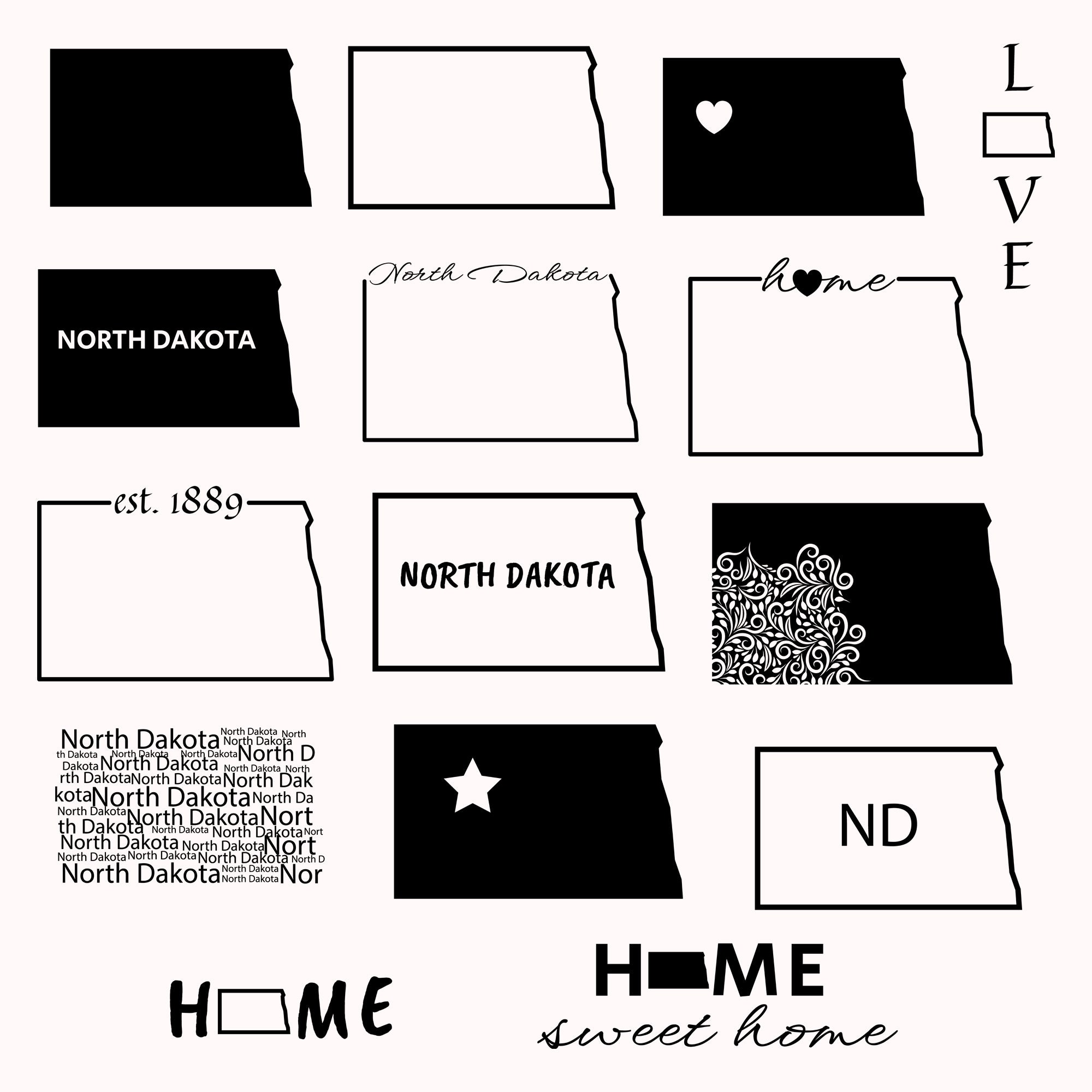 North Dakota SVG, North Dakota State Svg, Silhouette, North Dakota ...