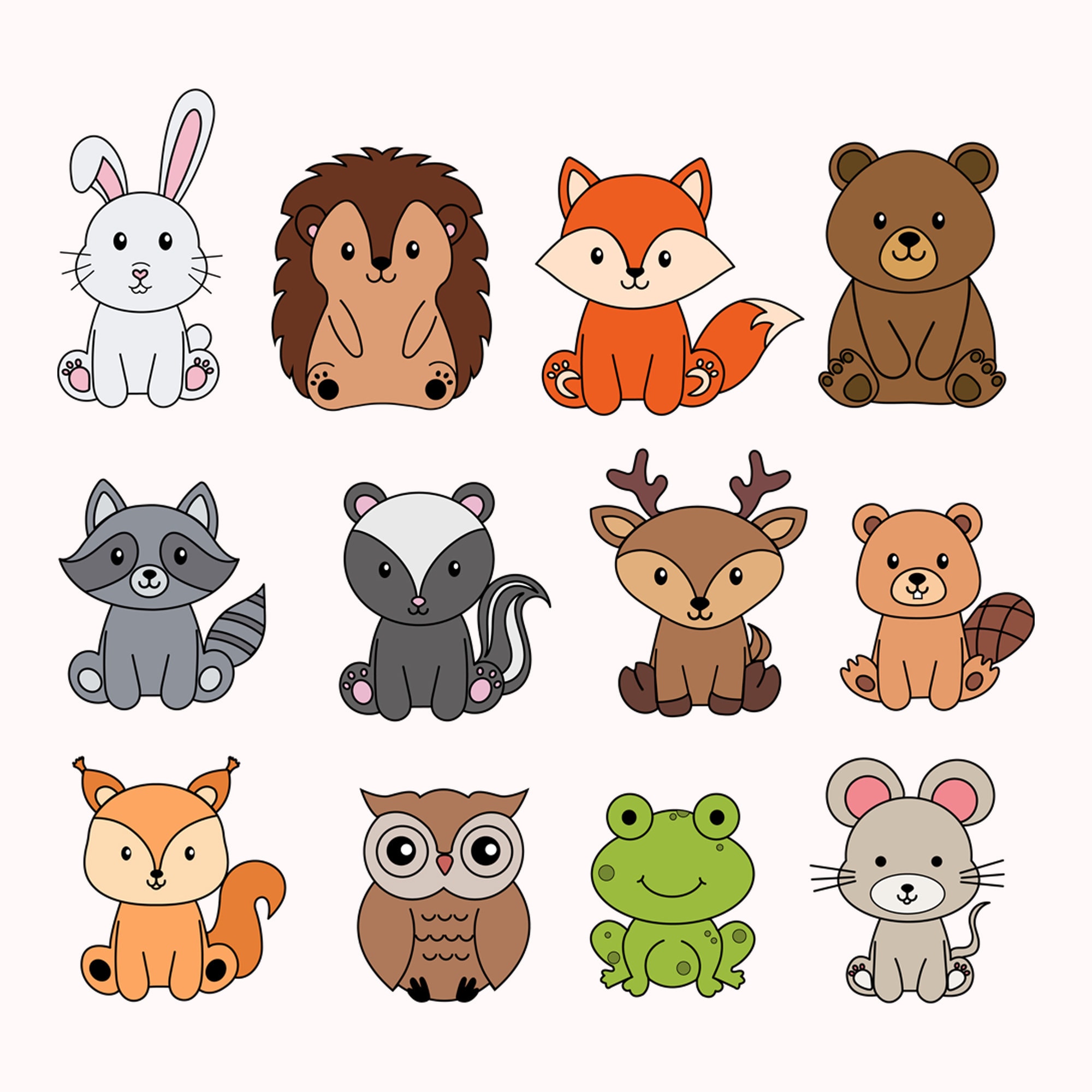 Woodland Animals Svg Baby Animals Svg Clipart Cute Baby - Etsy
