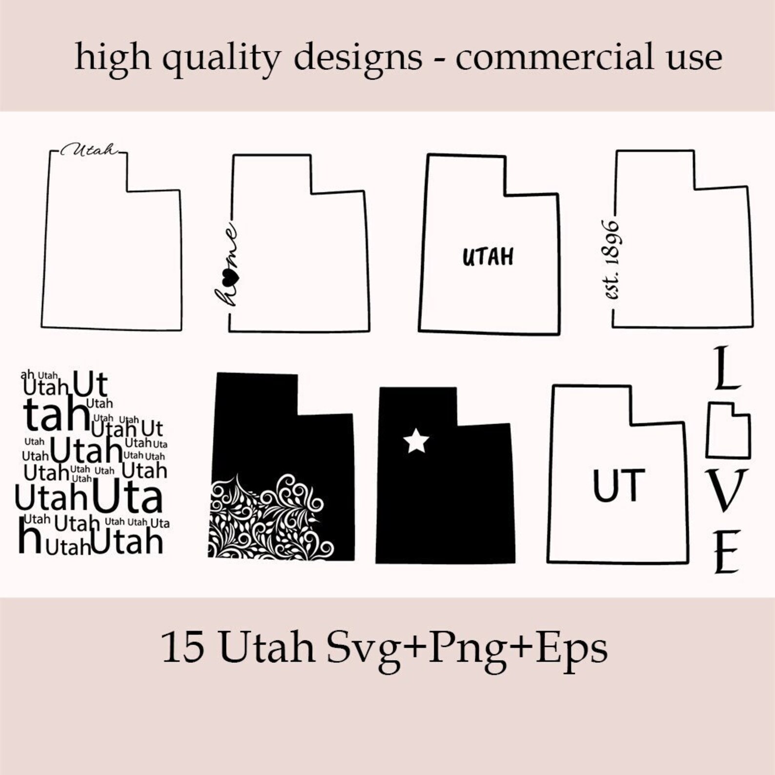 Utah SVG Bundle Silhouette Utah State Clipart Utah Home - Etsy