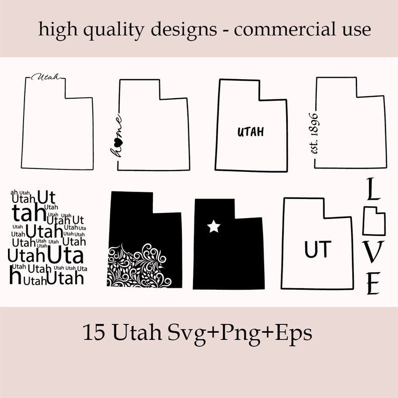Utah SVG Bundle Silhouette Utah State Clipart Utah Home - Etsy