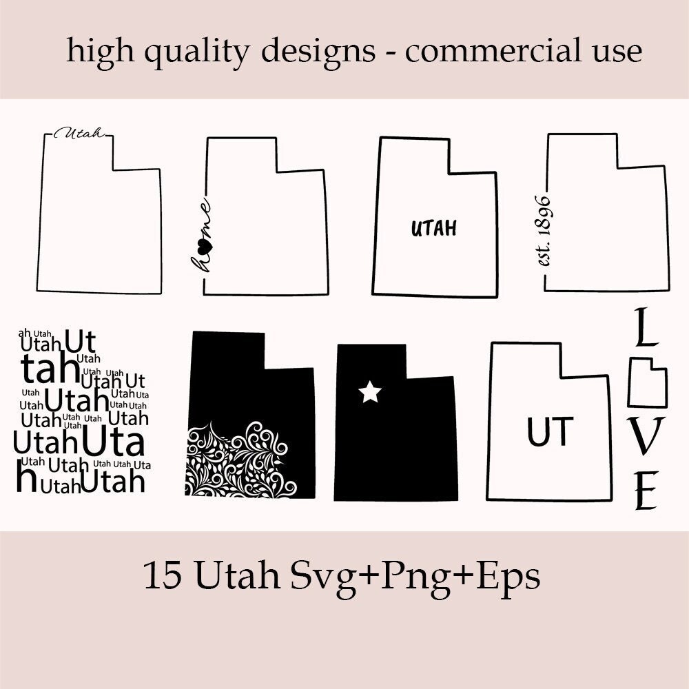 Utah SVG Bundle, Silhouette, Utah State Clipart, Utah Home Svg, Utah ...