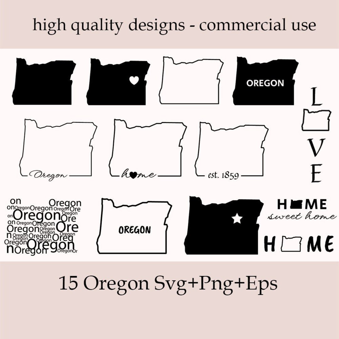 Oregon SVG Bundle, Silhouette, Oregon State Clipart, Oregon Home Svg ...