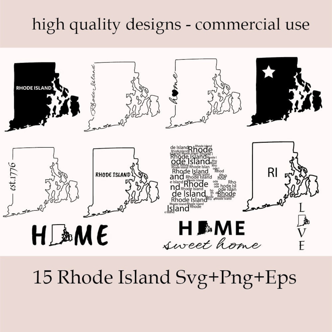Rhode Island SVG Bundle, Silhouette, Rhode Island State Clipart, Rhode ...