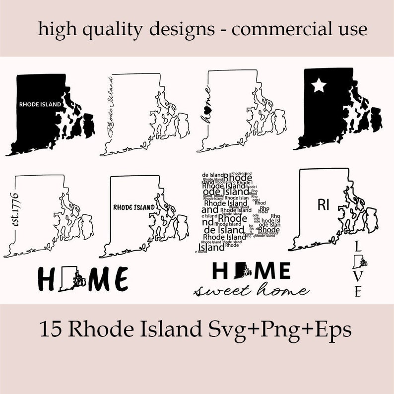 Rhode Island SVG Bundle Silhouette Rhode Island State - Etsy