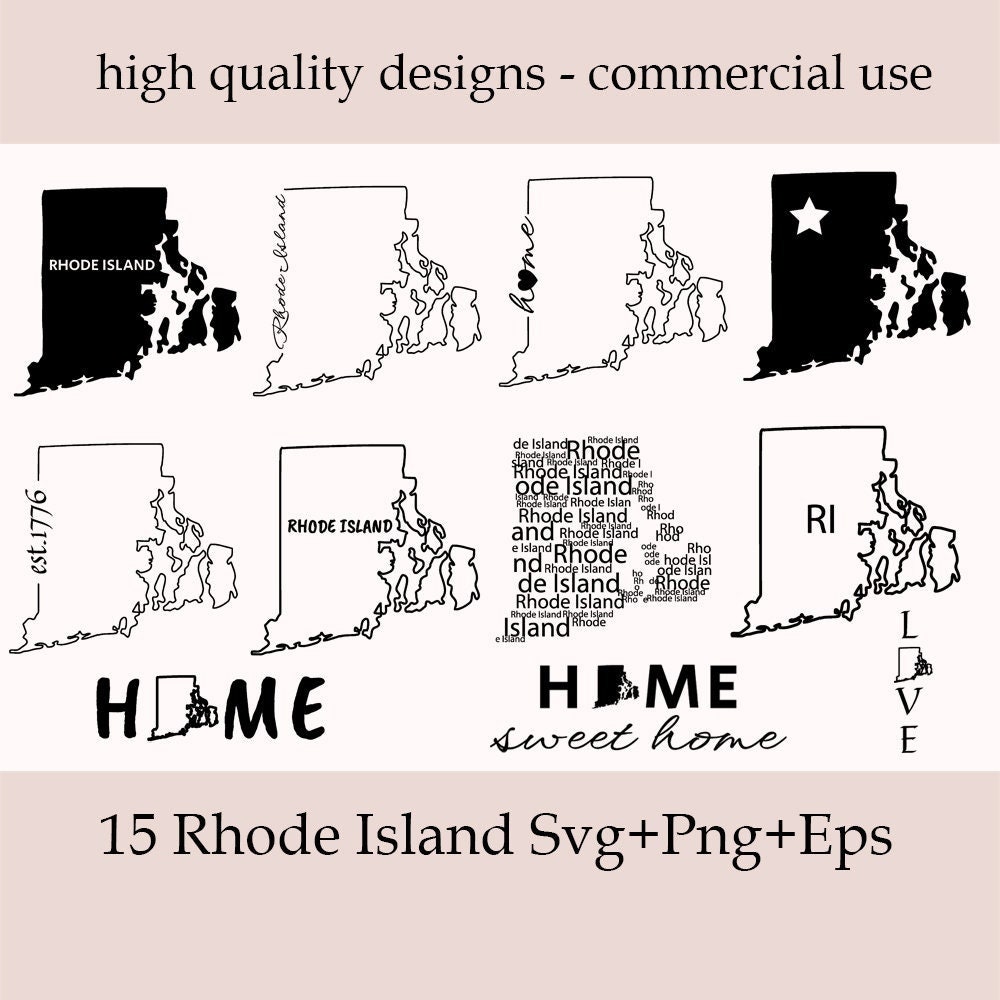 Rhode Island SVG Bundle, Silhouette, Rhode Island State Clipart, Rhode ...