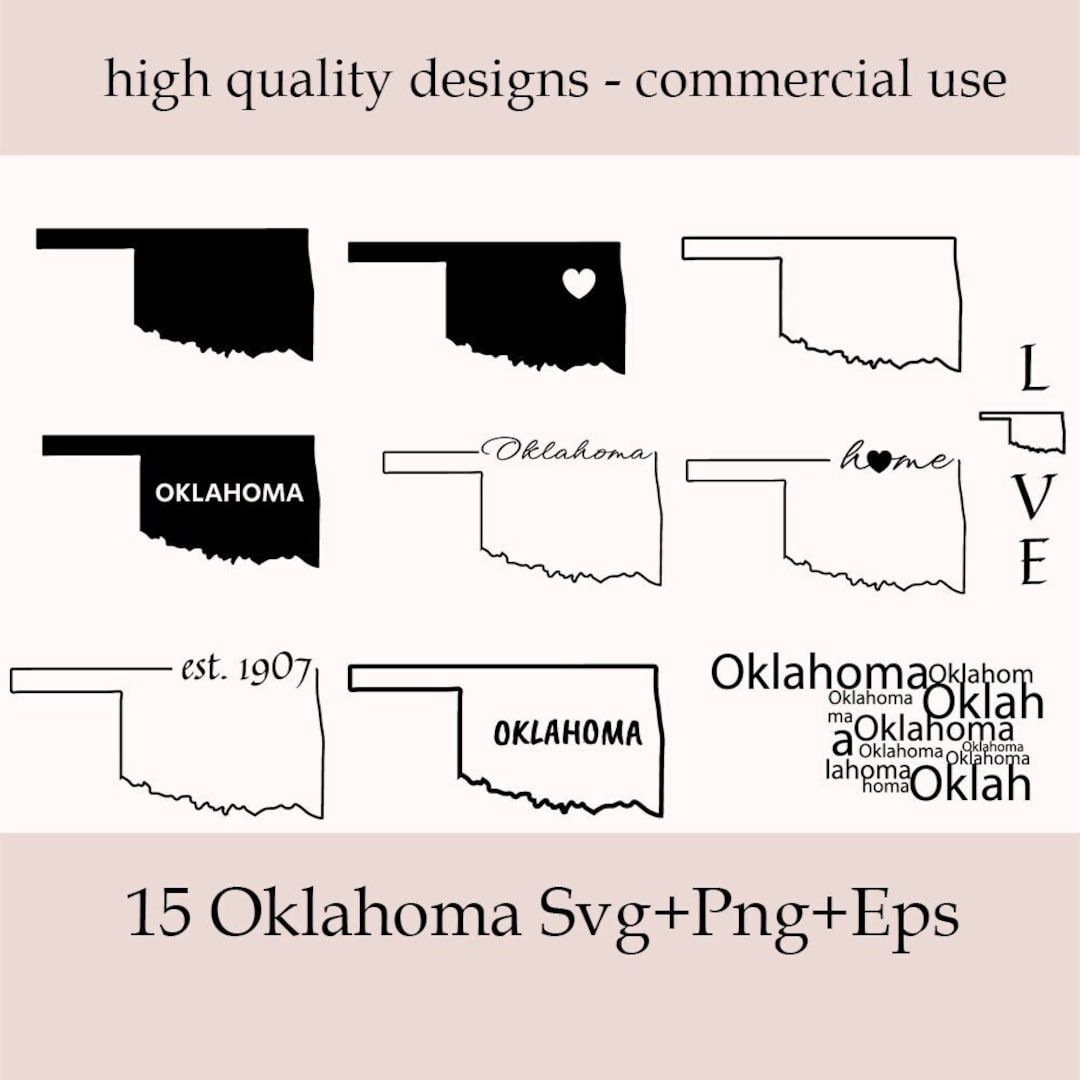 Oklahoma SVG Bundle, Silhouette, Oklahoma State Clipart, Oklahoma Home ...