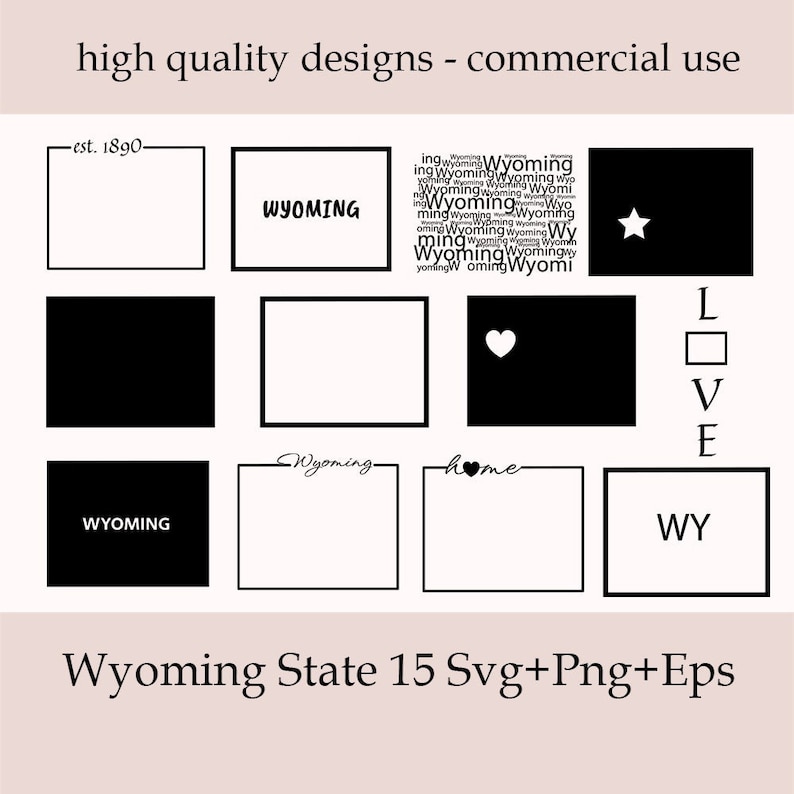 Wyoming SVG Wyoming State Svg Silhouette Cut Files for - Etsy