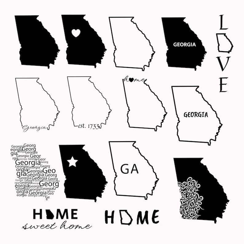 Georgia State SVG Georgia Clipart Silhouette Georgia - Etsy