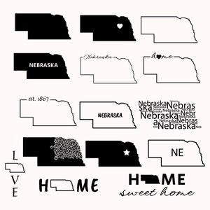 Nebraska SVG Bundle, Silhouette, Nebraska State Clipart, Nebraska Home ...