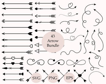 Valentine Arrow Heart Svg Bundle, Hand Drawn Heart Arrow Svg, Heart ...