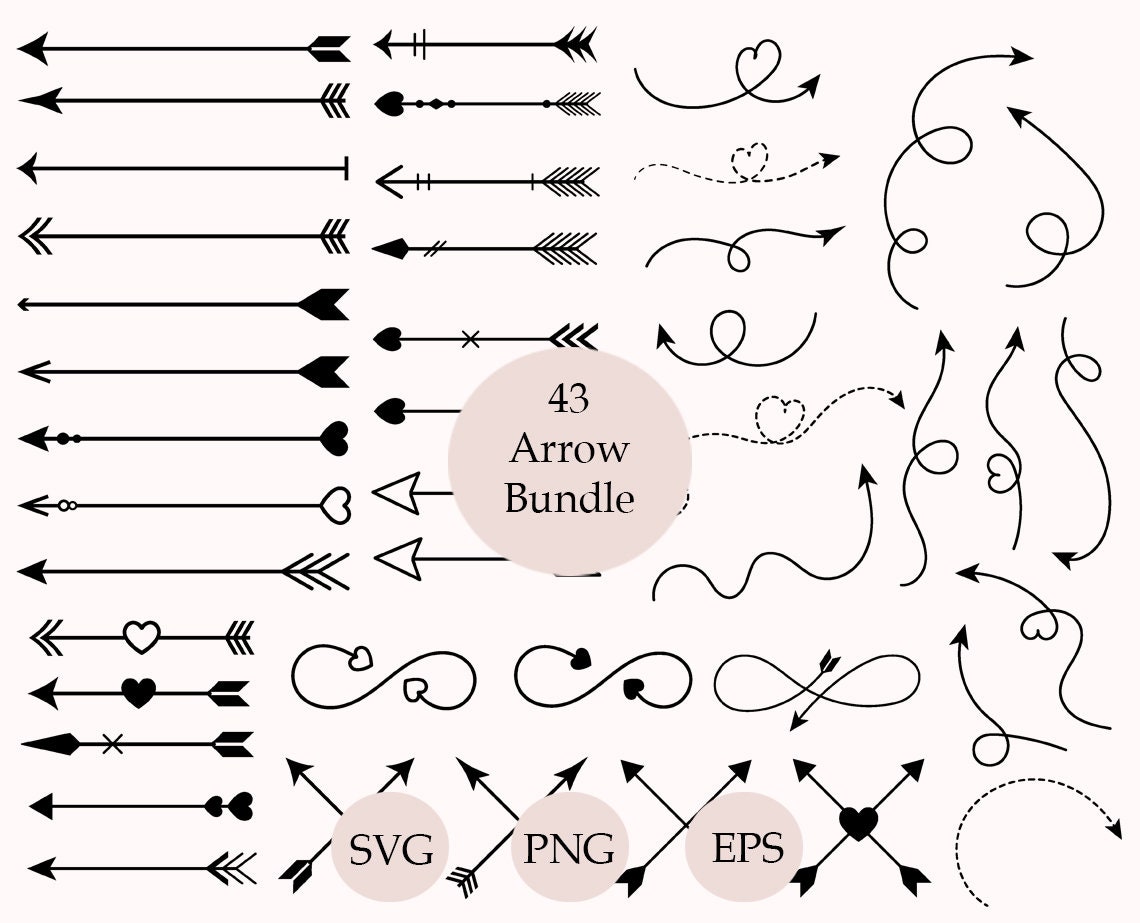 Arrow Svg Bundle Archery Arrows Svg Arrow With Heart Svg Etsy