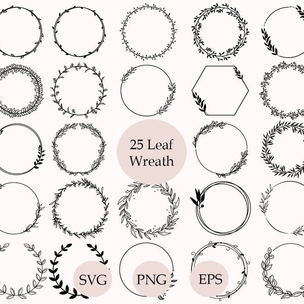 Krans bladkrans svg eps png - Etsy Nederland