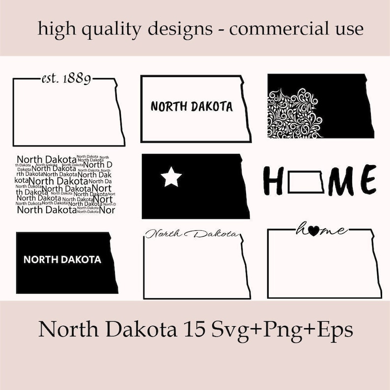North Dakota SVG North Dakota State Svg Silhouette North - Etsy