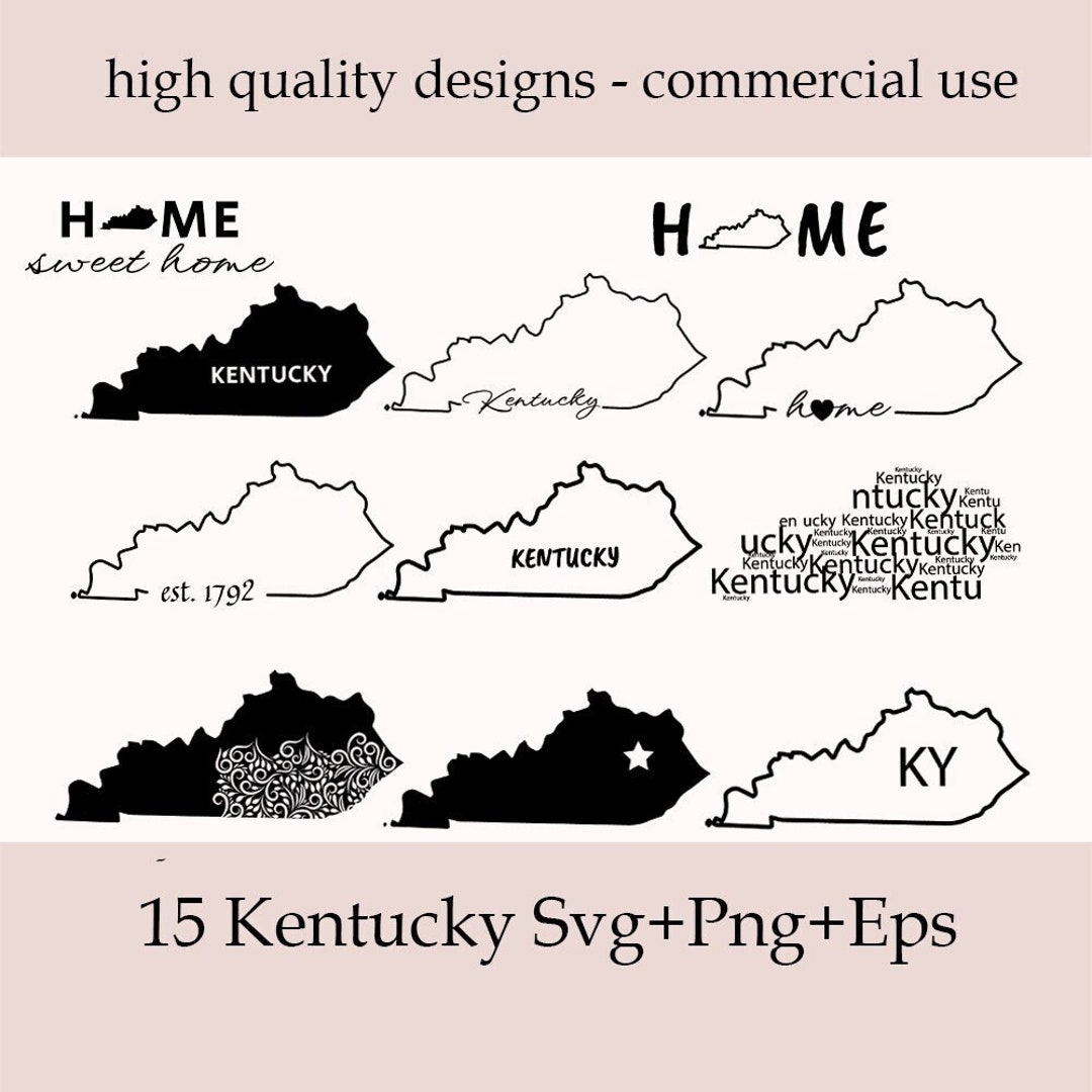 Kentucky SVG Bundle, Silhouette, Kentucky State Clipart, Kentucky Home ...