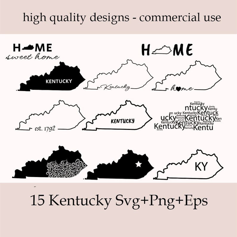 Kentucky SVG Bundle Silhouette Kentucky State Clipart - Etsy