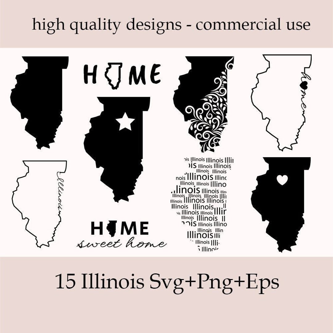 Illinois SVG Bundle, Illinois State Png, Cut File, Cricut, Clip Art ...