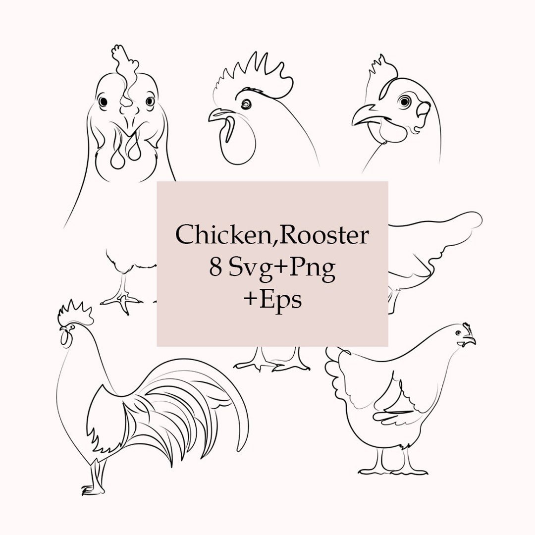 Chicken SVG Bundle, Hand Drawn Hen SVG, Rooster SVG, Farm Animal Svg ...