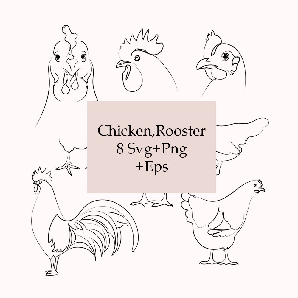 Chicken SVG Bundle Hand Drawn Hen SVG Rooster SVG Farm - Etsy