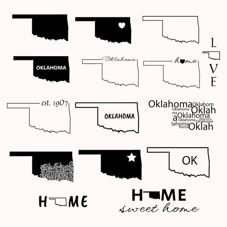 Oklahoma SVG Bundle Silhouette Oklahoma State Clipart - Etsy