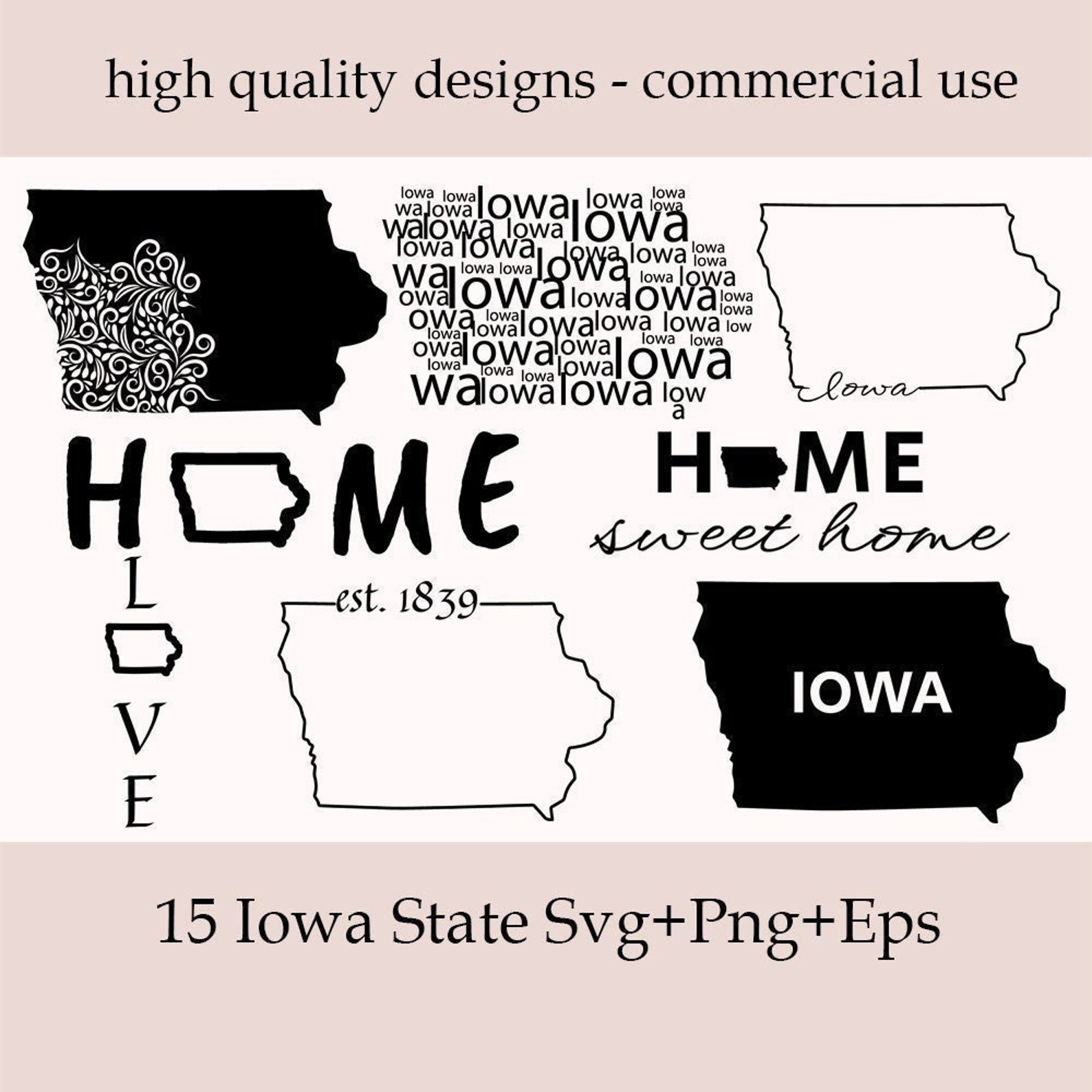 Iowa State SVG Silhouette Iowa Outline Cut File for Cricut - Etsy