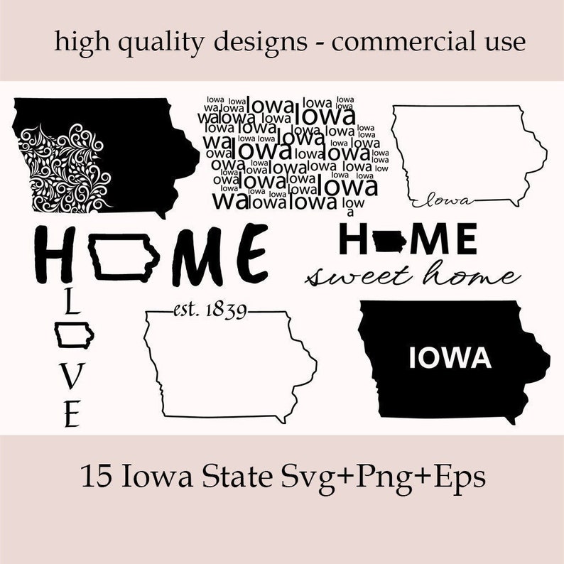 Iowa State SVG Silhouette Iowa Outline Cut File for Cricut - Etsy