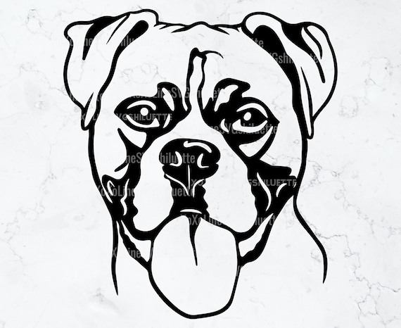 Cartoon Boxer Dog Face