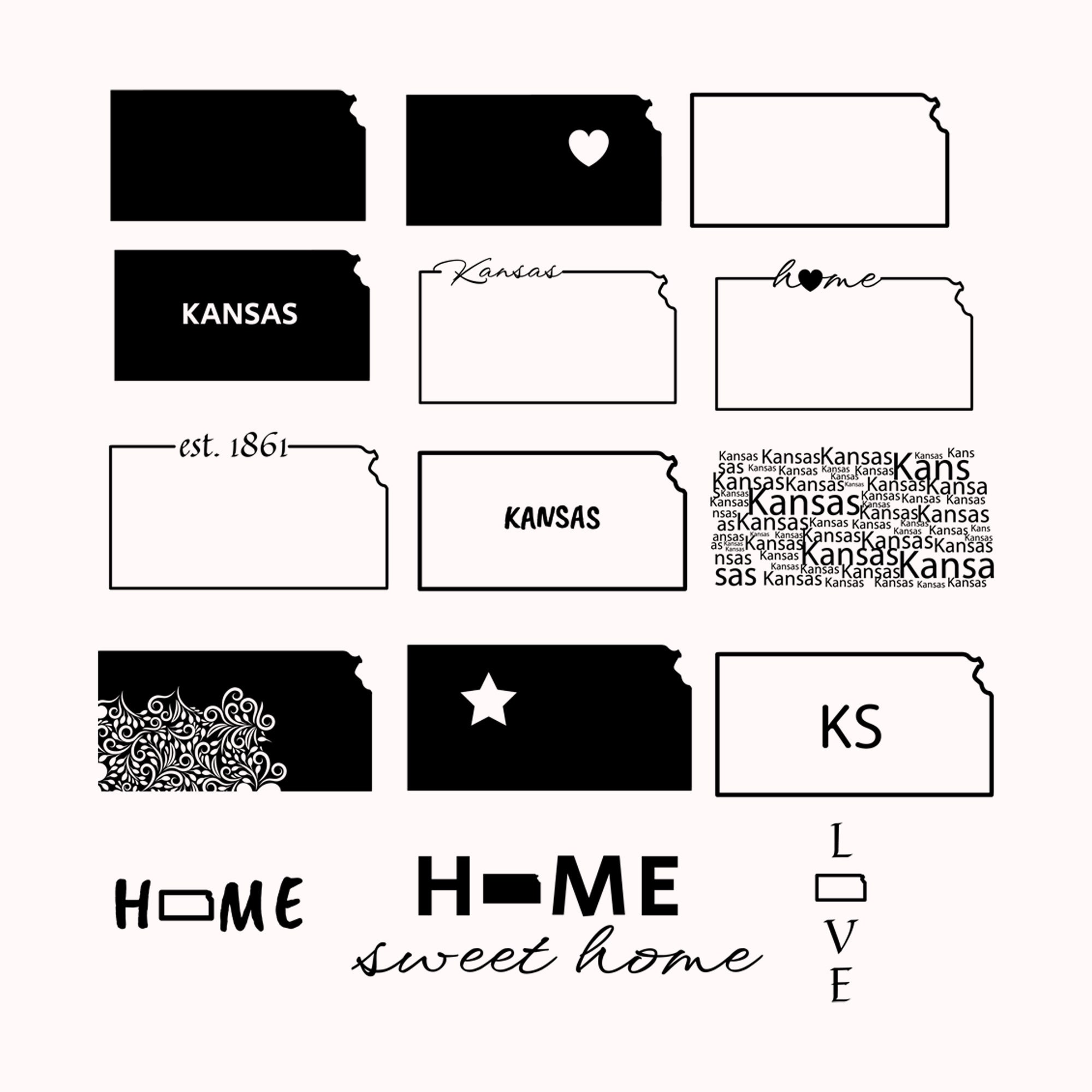 Kansas State SVG, Kansas Clipart, Kansas Map Svg, Kansas Outline ...