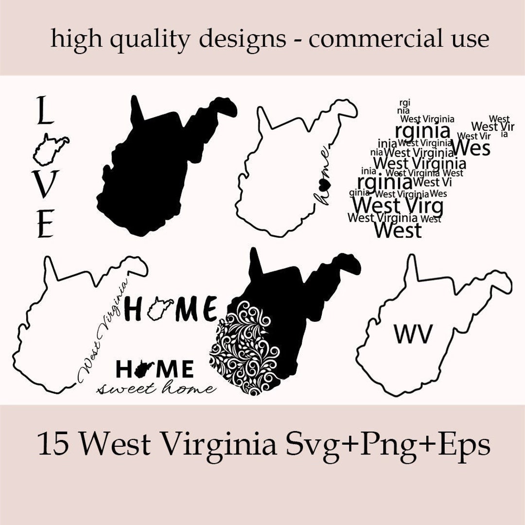 West Virginia SVG Bundle, Silhouette, West Virginia State Clipart, West ...