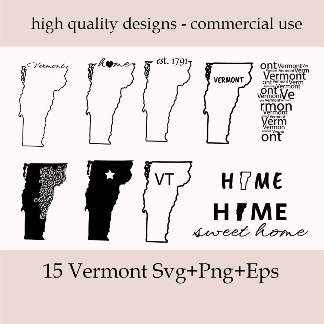 Vermont SVG Bundle, Silhouette, Vermont State Clipart, Vermont Home Svg ...
