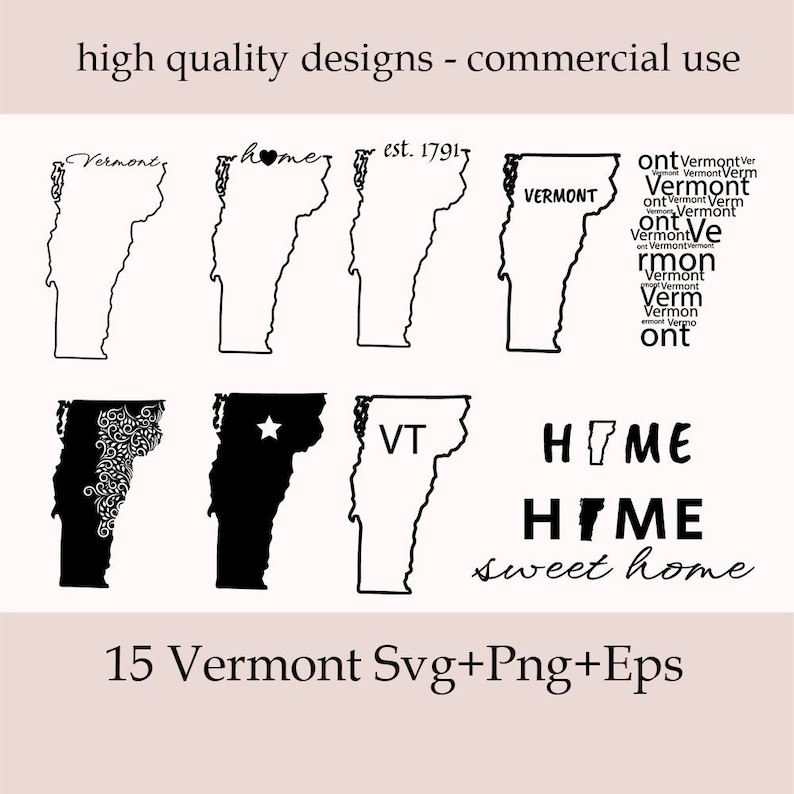 Vermont SVG Bundle Silhouette Vermont State Clipart Vermont - Etsy