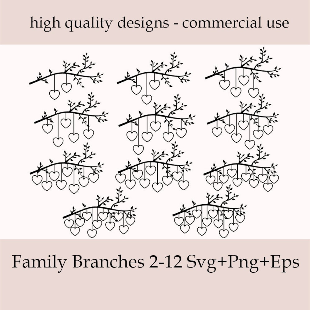 Family Branch Svg 2-12 Members, Family Tree Svg, Tree of Life Svg ...
