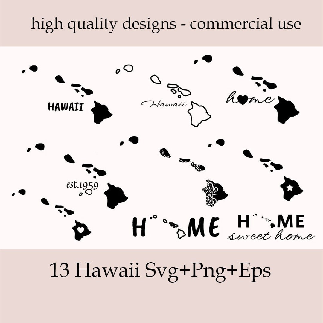 Hawaii SVG Bundle, Silhouette, Hawaii State Clipart, Hawaii Home Svg ...