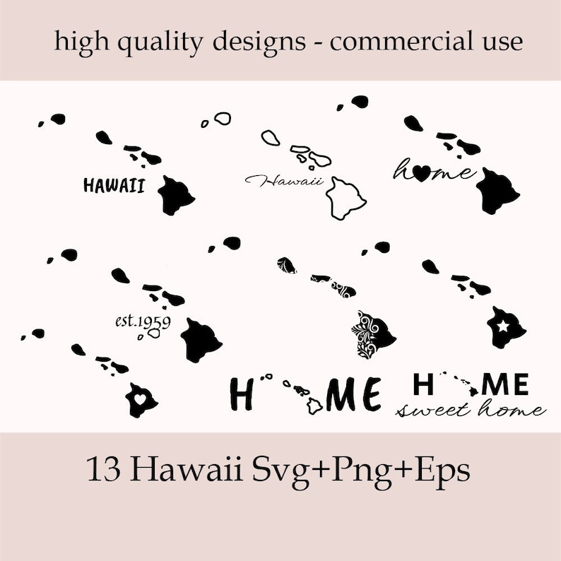 Hawaii SVG Bundle Silhouette Hawaii State Clipart Hawaii - Etsy