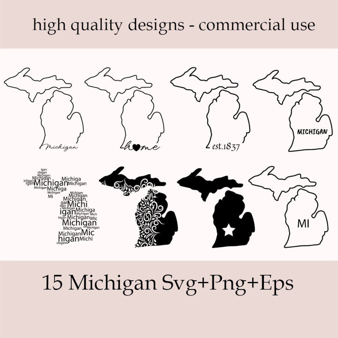 Michigan SVG Bundle, Silhouette, Michigan State Clipart, Michigan Home ...