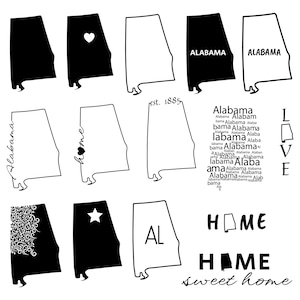 Alabama State SVG Bundle, State of Alabama Outline, Cut Files for ...