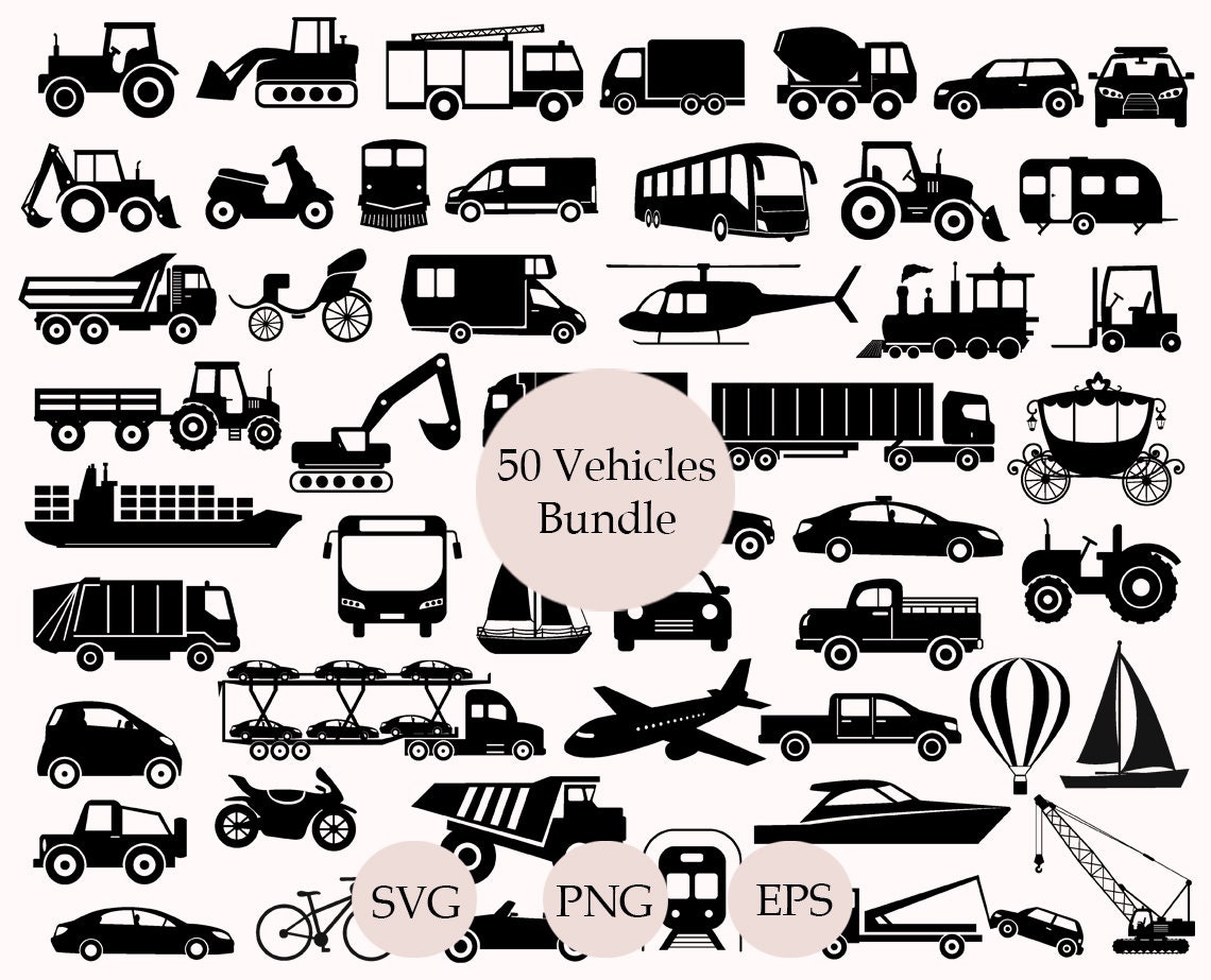 Vehicles Svg Bundle, Transportation Svg, Airplane Svg, Vehicle Clipart ...