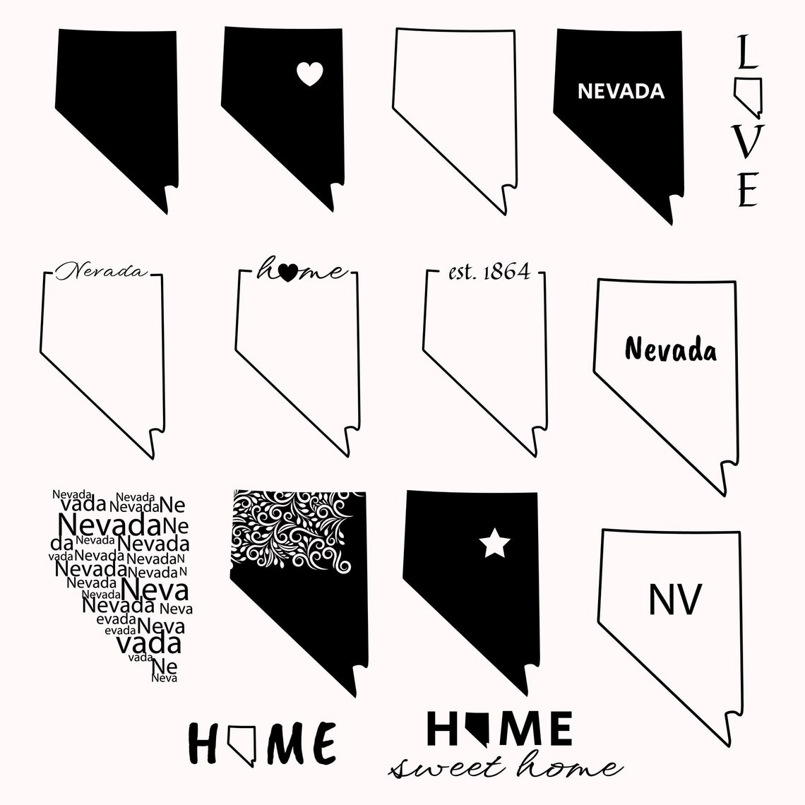 Nevada SVG Bundle, Silhouette, Nevada State Clipart, Nevada Home Svg ...