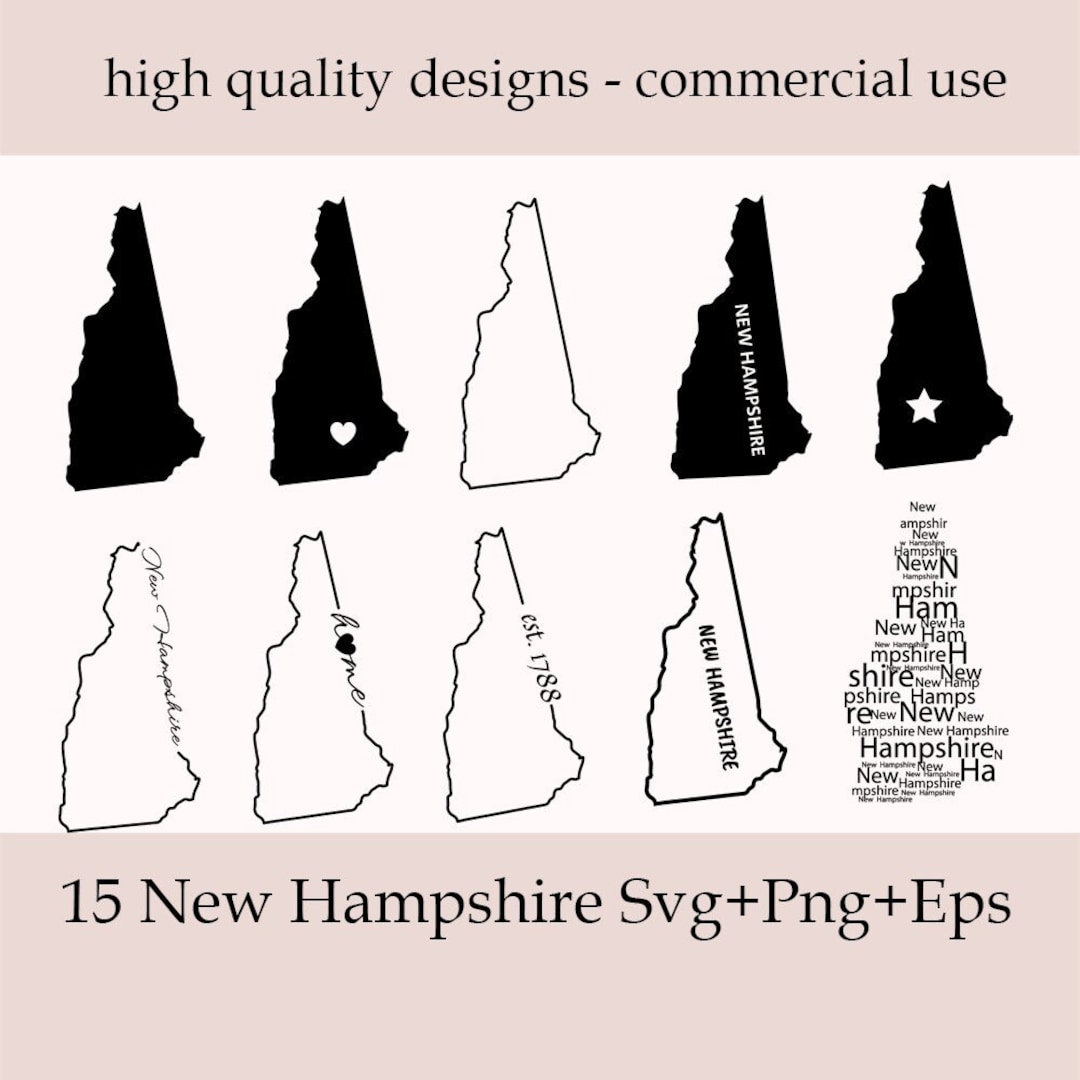 New Hampshire SVG Bundle, Silhouette, New Hampshire State Clipart, New ...