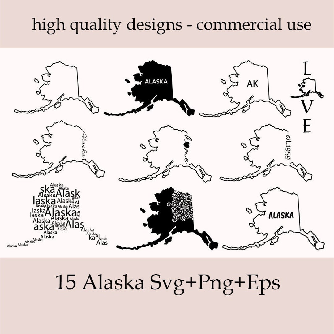 Alaska SVG Bundle, Silhouette, Alaska State Clipart, Alaska Home Svg ...