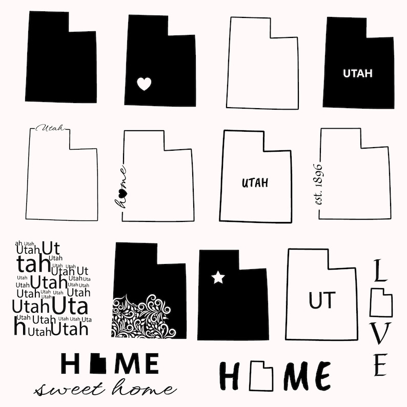 Utah SVG Bundle Silhouette Utah State Clipart Utah Home - Etsy