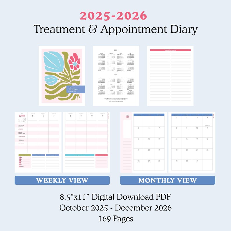 Printable Cancer Treatment Planner Digital Download for Chemo Log for ...