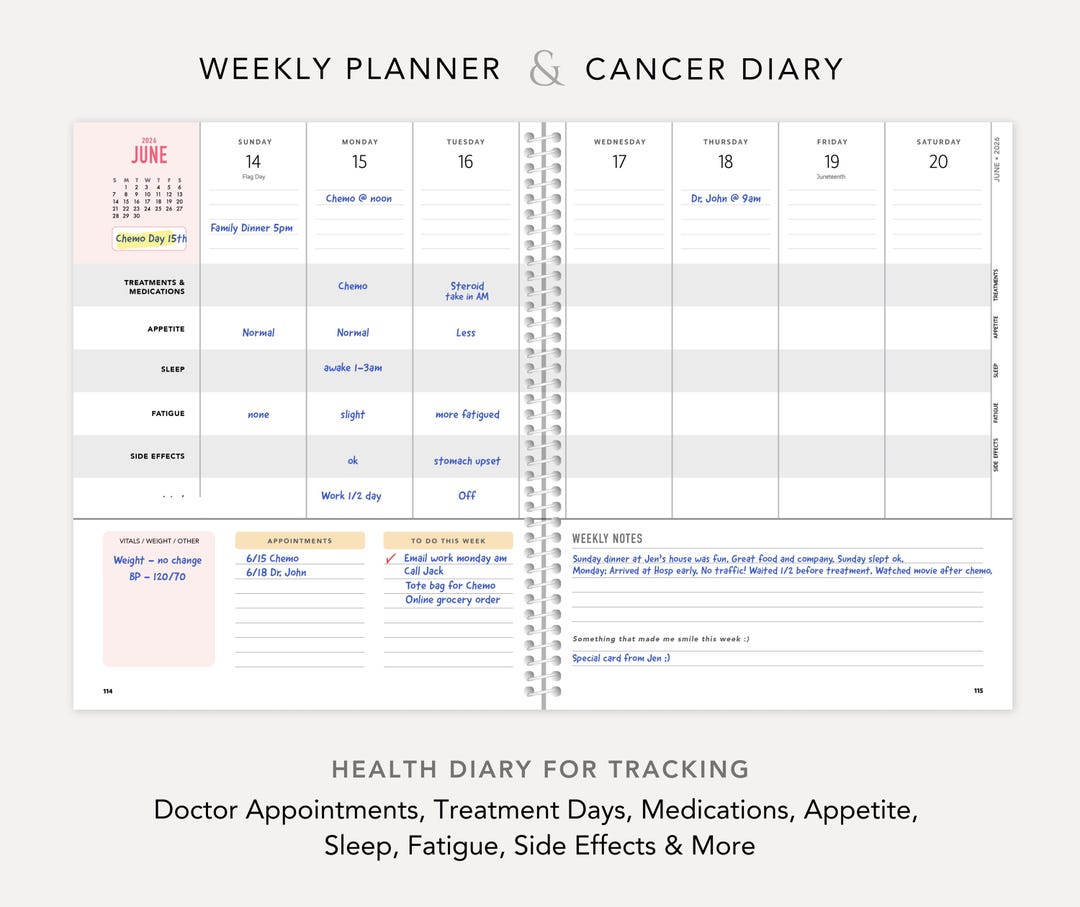Cancer Diary and 2025 Planner / Chemotherapy Diary / Appointment ...