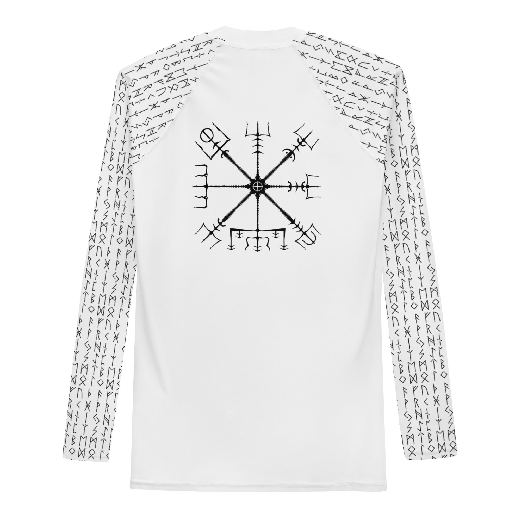 Vegvisir Rash Guard With Futhark Sleeves, Odin Active Wear, Viking ...