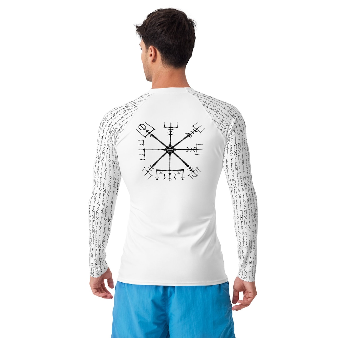 Vegvisir Rash Guard With Futhark Sleeves, Odin Active Wear, Viking ...
