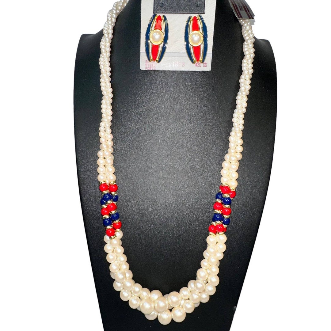 Vintage Marvella Jewelry Set Faux Pearl Necklace Earrings - Etsy